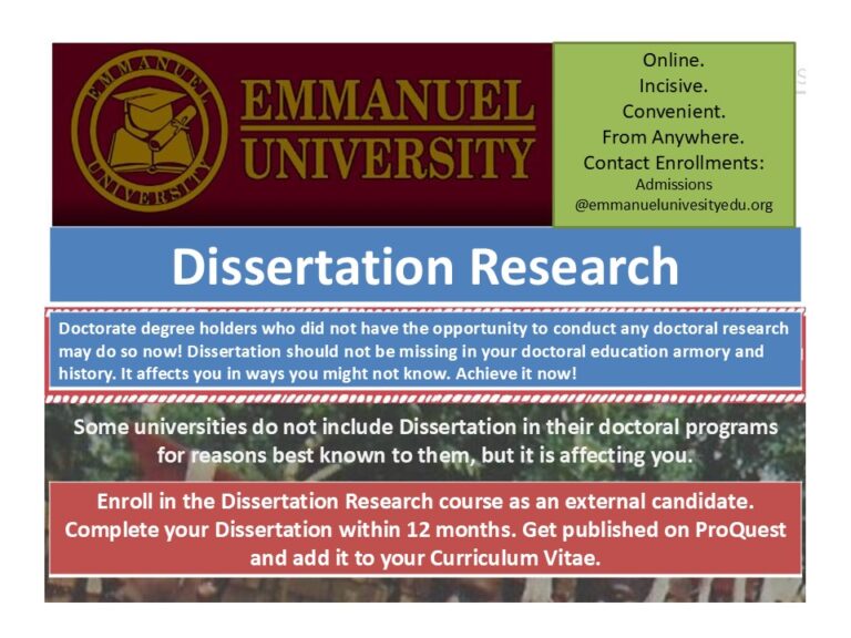 Doctoral Dissertation – Emmanuel University